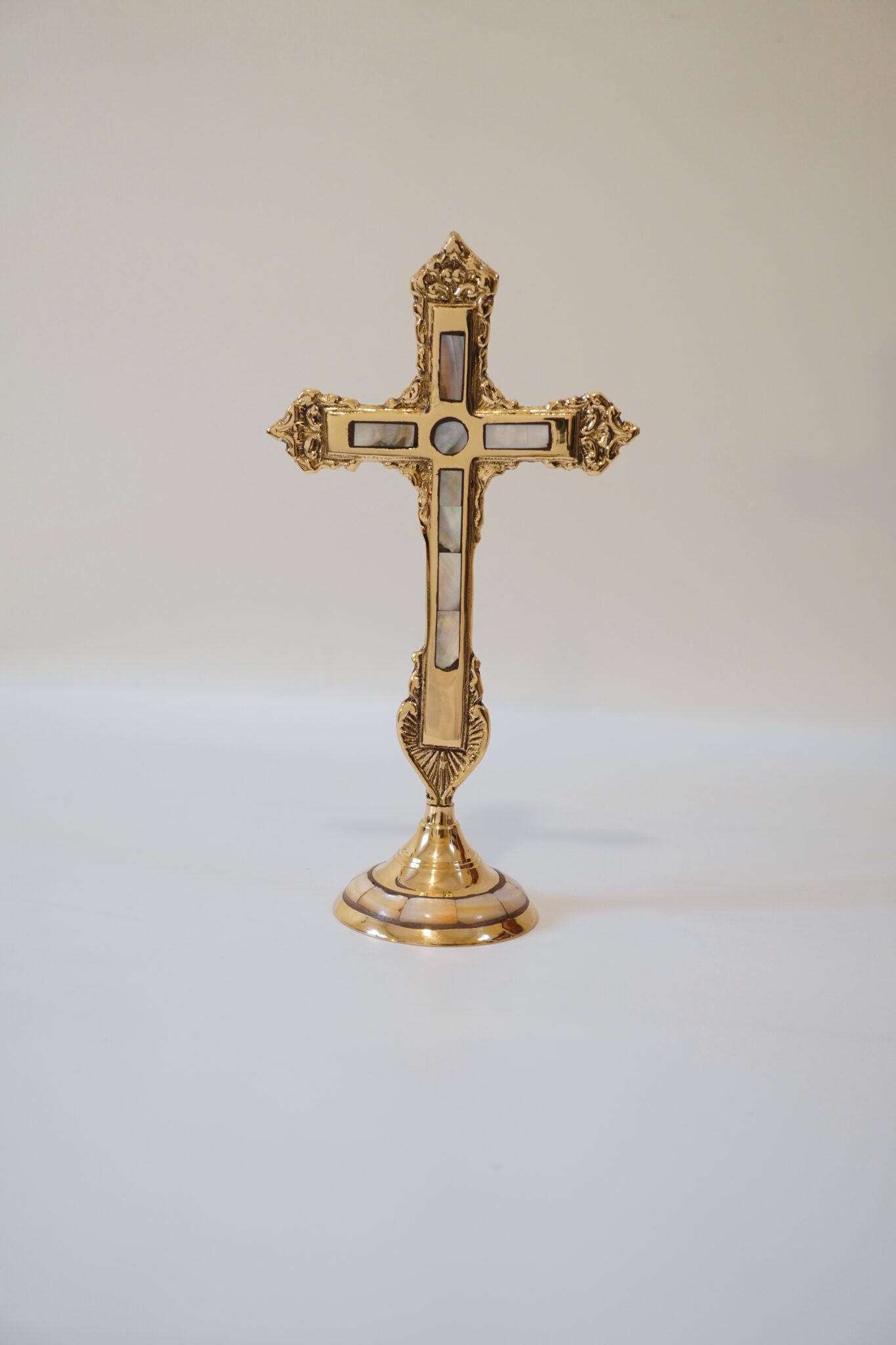 Standing Cross Altar brass with seashells (Big) – Altar Table Cross ...
