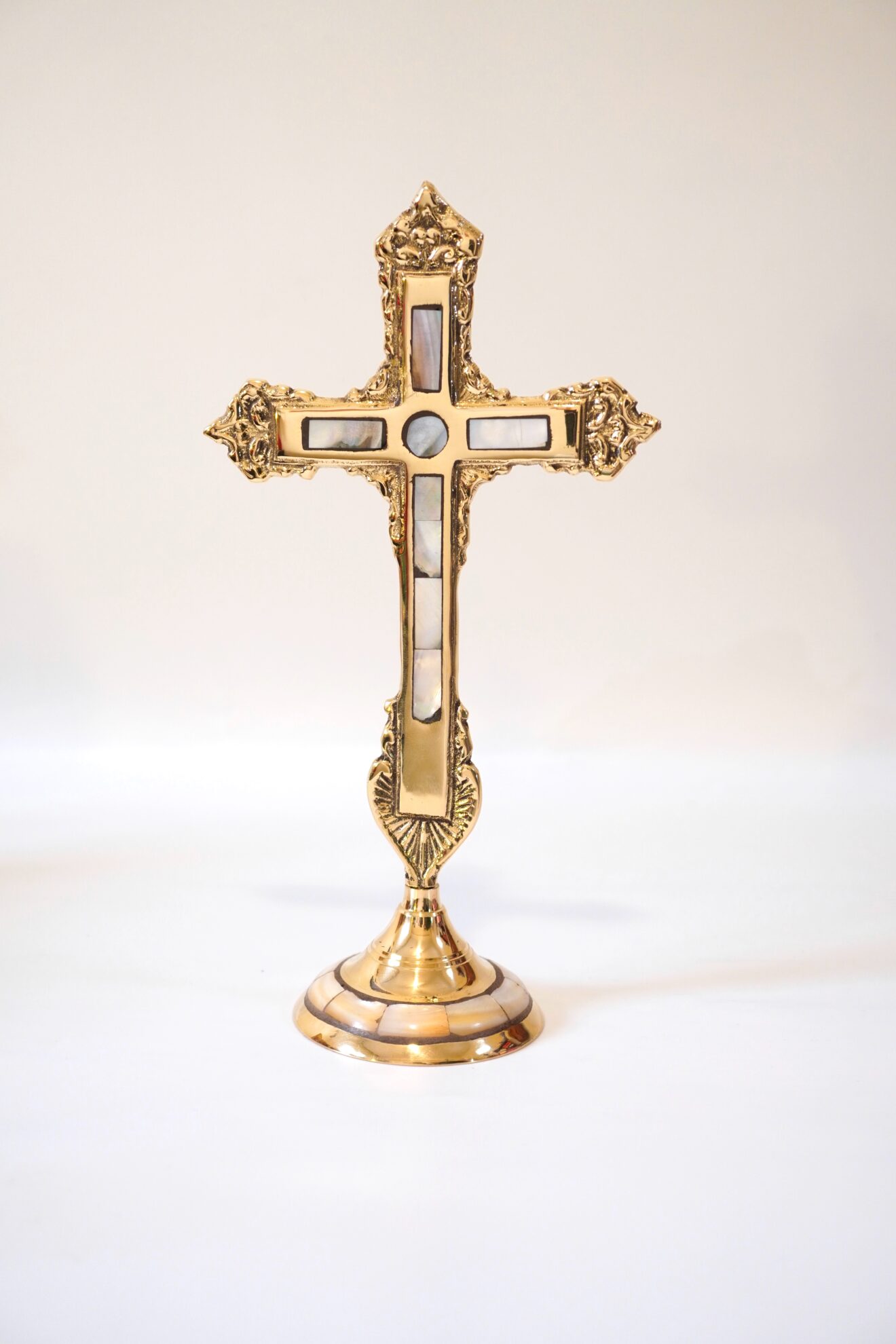 Standing Cross Altar brass with seashells (Big) – Altar Table Cross ...